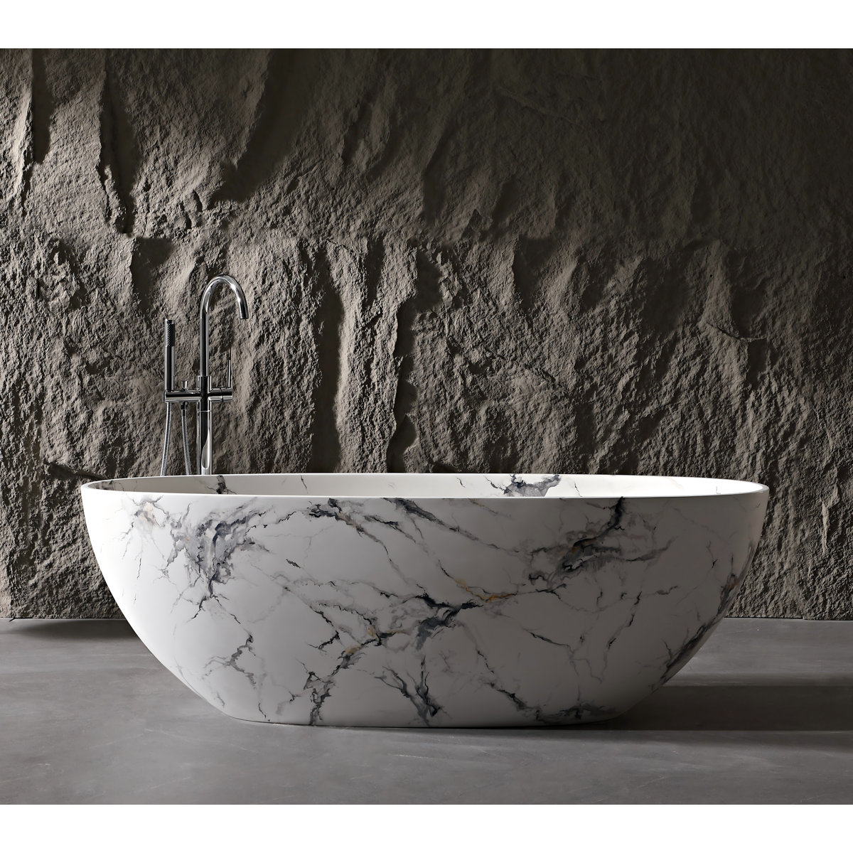 Craft Tech Haven 65" Freestanding Bathtub Luxury Marble Deep Soaking ...